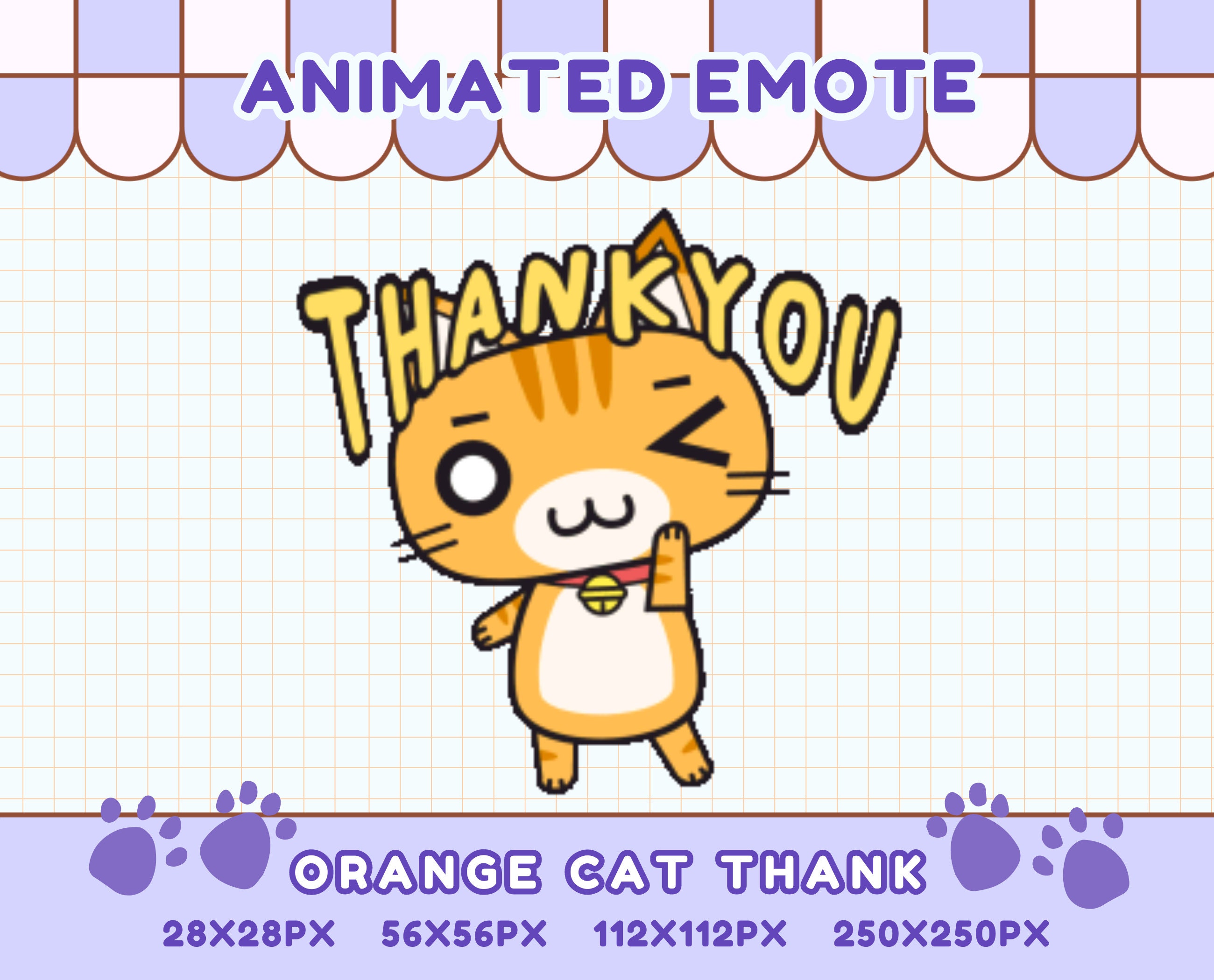 Emote Animated Orange Cat Thank You - Twitch Streamcute - Kawaii Emote ...