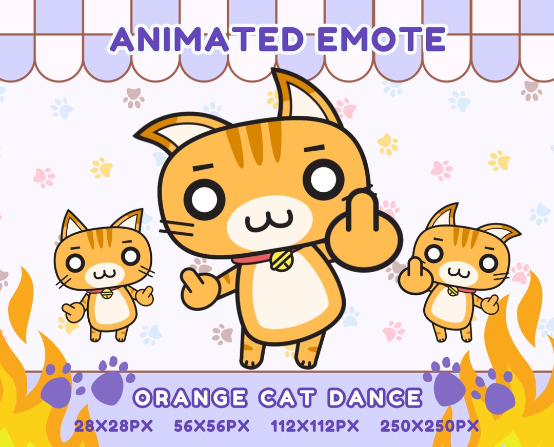 Emote Animated Orange Cat Dance - Twitch Streamcute - Kawaii Emote ...