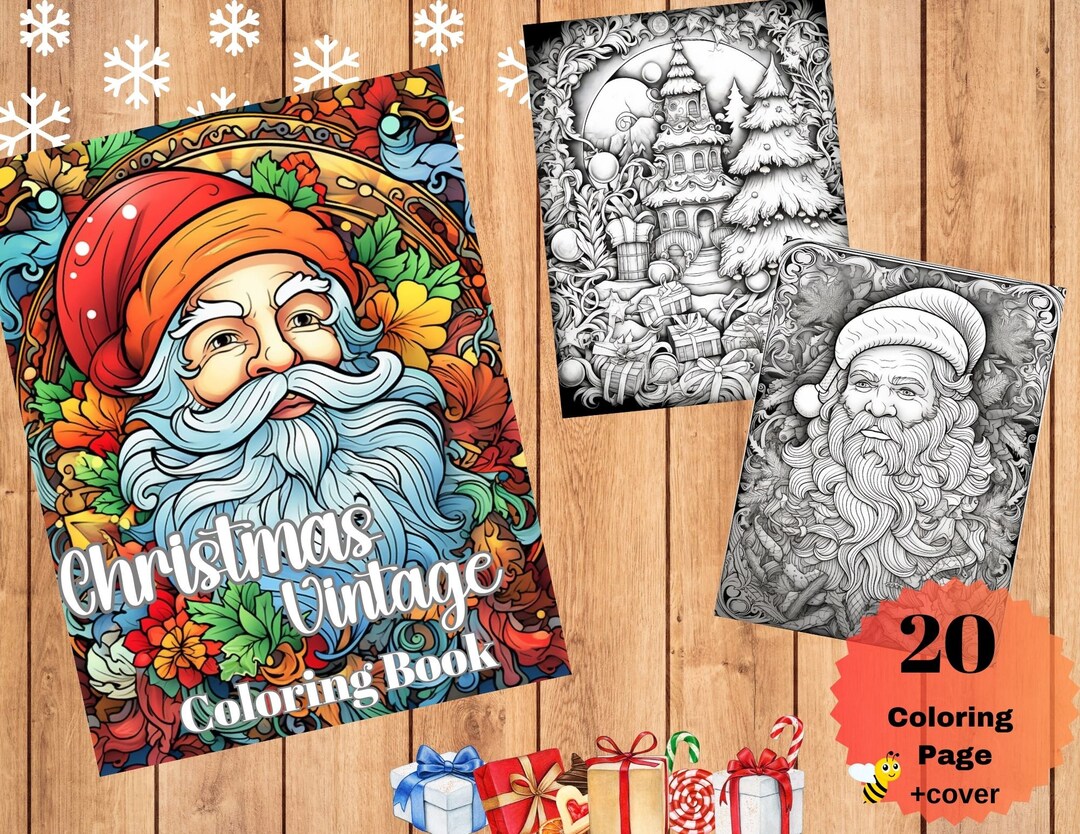 20 Christmas Vintage Coloring Book, Printable Xmas Noel Vintage ...