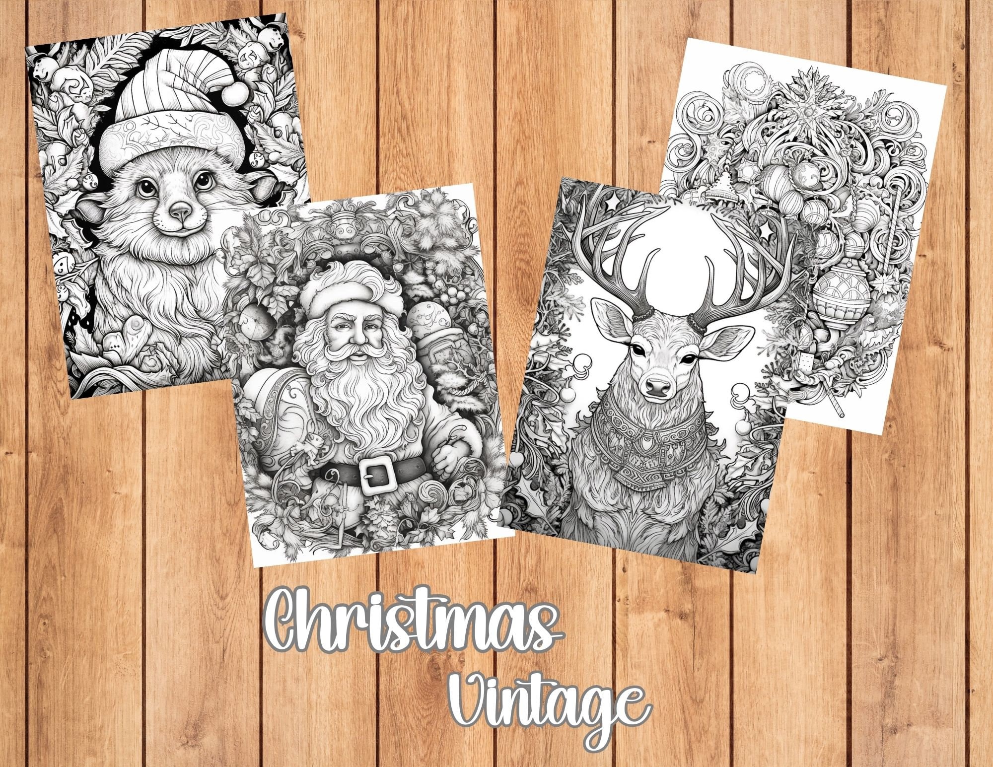 20 Christmas Vintage Coloring Book, Printable Xmas Noel Vintage ...