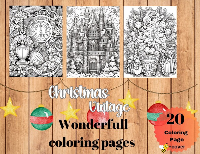 20 Christmas Vintage Coloring Book, Printable Xmas Noel Vintage ...