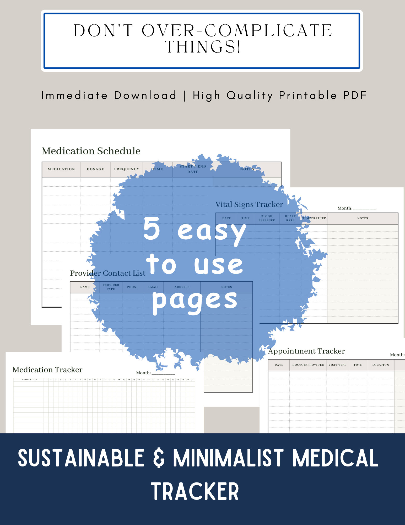 Medical Binder With Medication Tracker, Medical Information PDF, Health ...