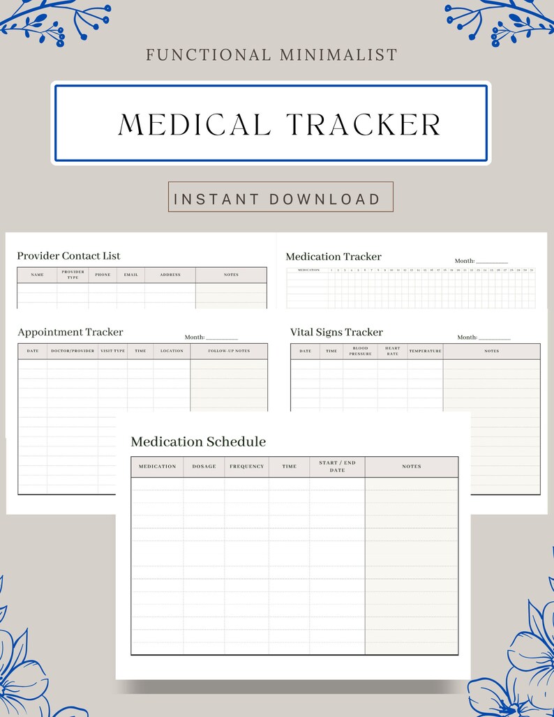 Medical Binder With Medication Tracker, Medical Information PDF, Health ...