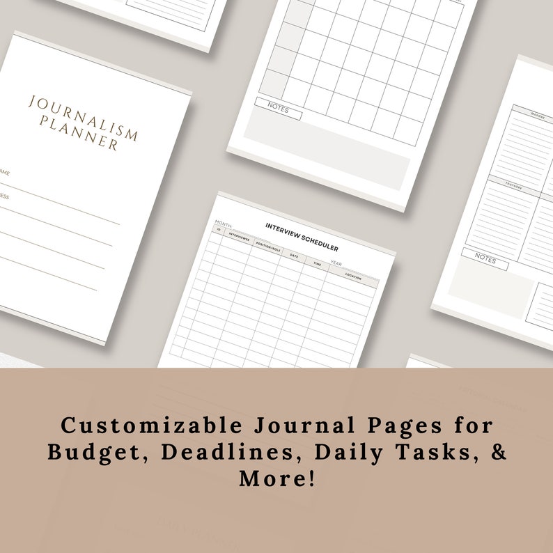 Custom Journalism Planner PDF Template, Customized Journalism Template ...