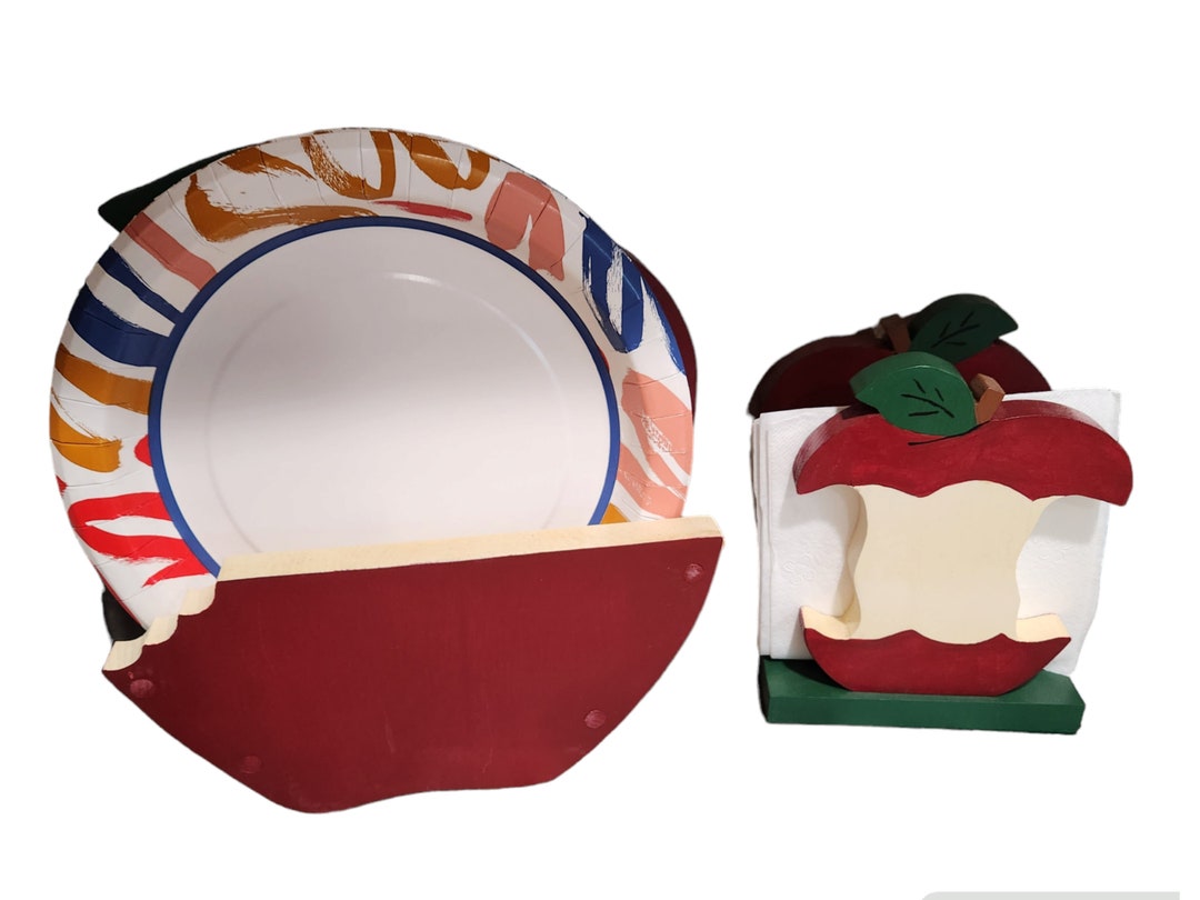 Apple Paper Plate and Napkin Holder Set: Rustic Farmhouse Kitchen Decor ...