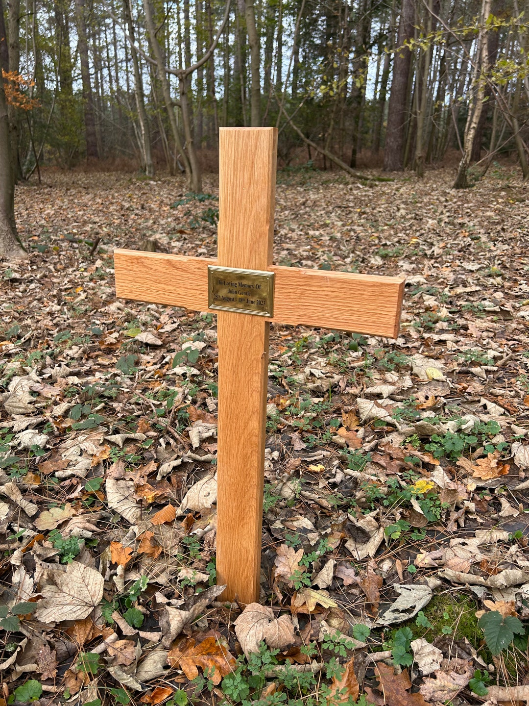 Oak Memorial Cross - Etsy UK