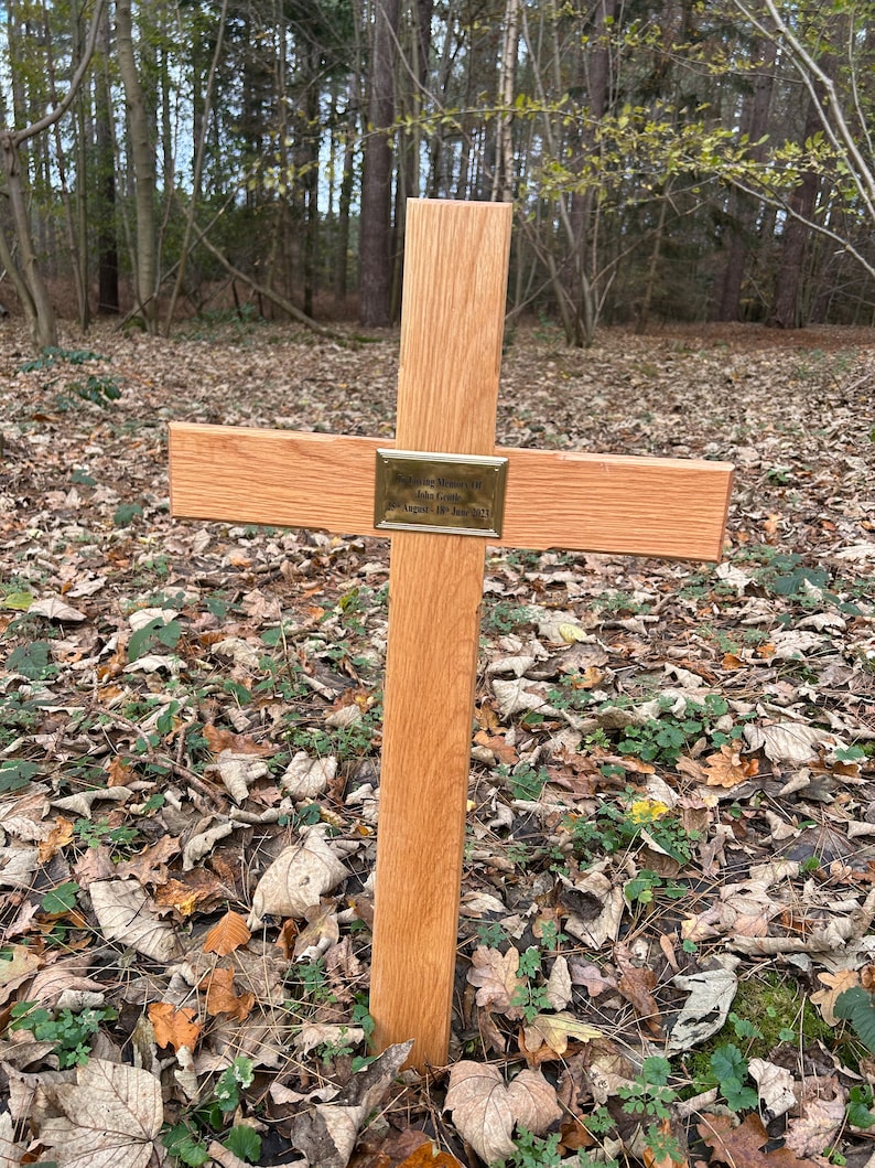 Oak Memorial Cross - Etsy UK