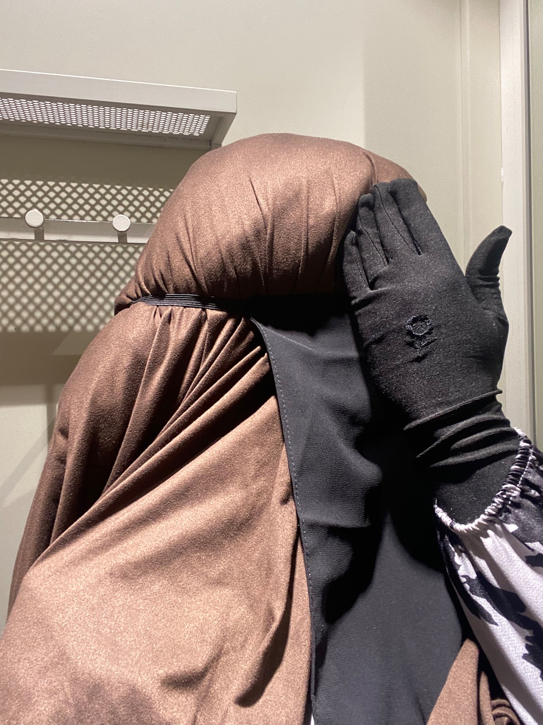 Half Niqab Face Veil With Gloves 2 Pcs Matching Set BLACK With ELASTIC ...