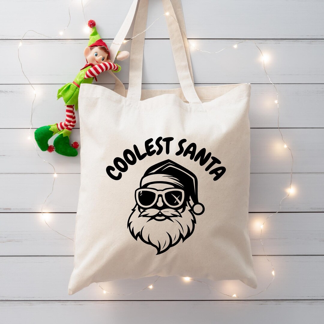Coolest Santa Tote Bag, Santa Claus Face Tote Minimalist Design Bag ...