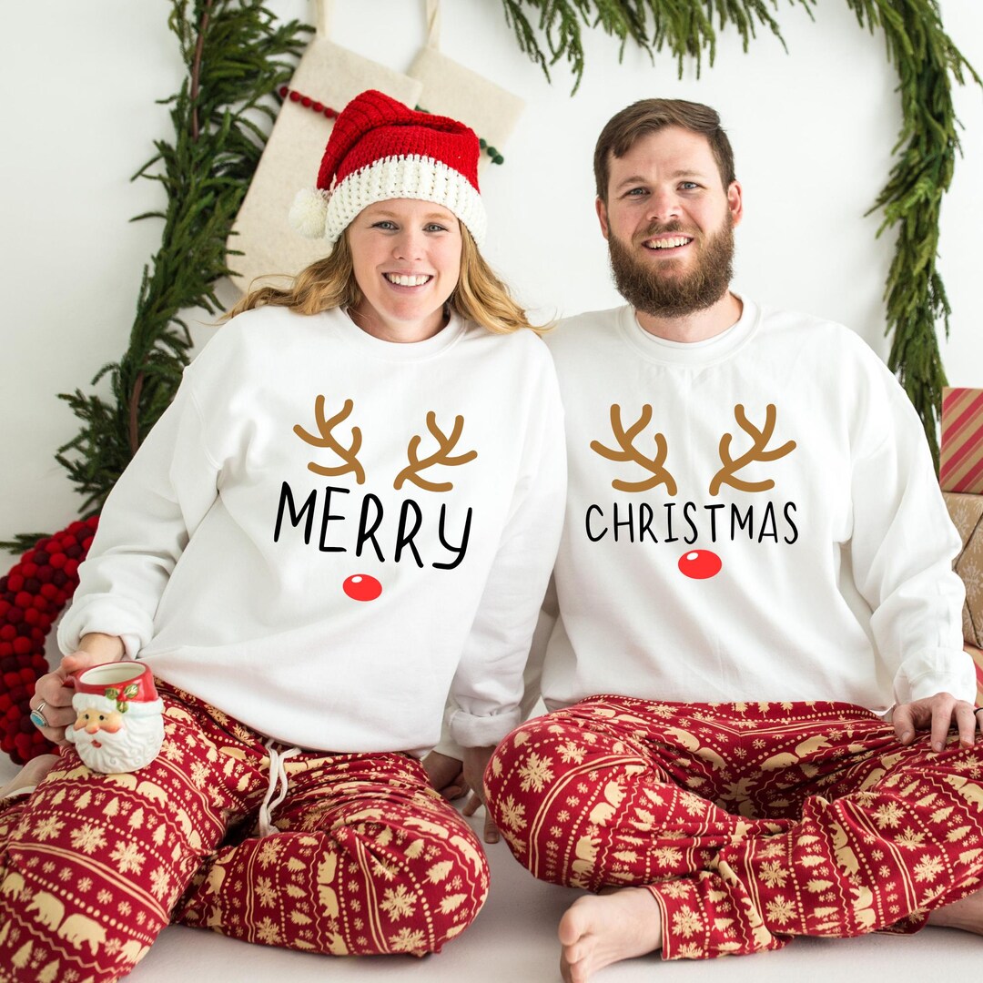 Personalized Merry Christmas Matching Sweat, Gift for Couples Custom ...