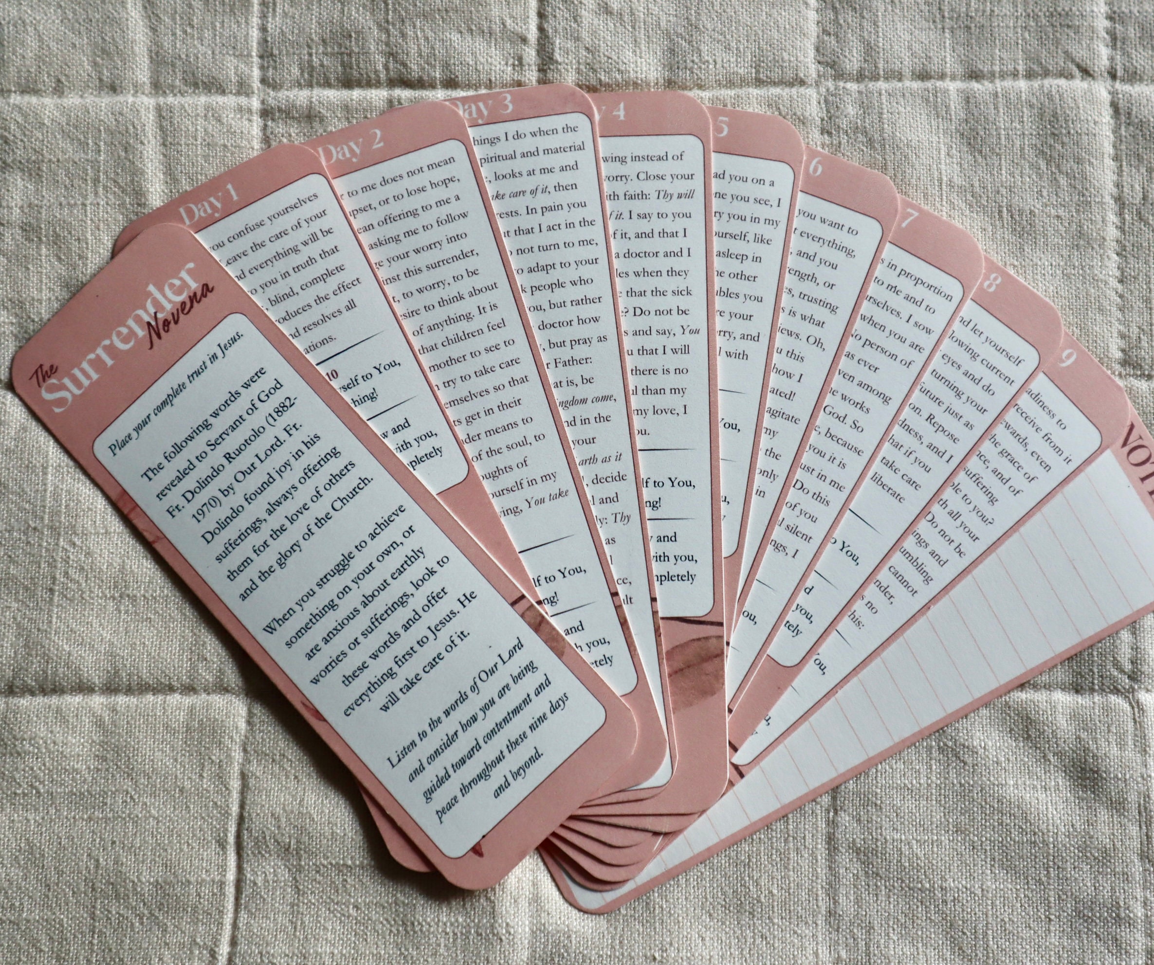 Printable Surrender Novena Prayer Card Set, Pink, Floral, 12 Cards ...