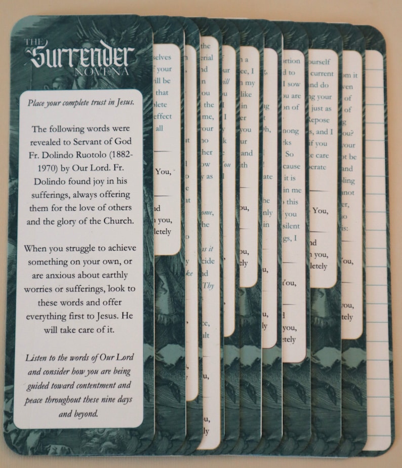 Printable Surrender Novena Prayer Card Set of 12 Cards, Traditional ...