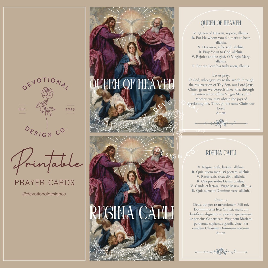 Crowning of Mary Prayer Cards, Queen of Heaven, Regina Caeli, English ...