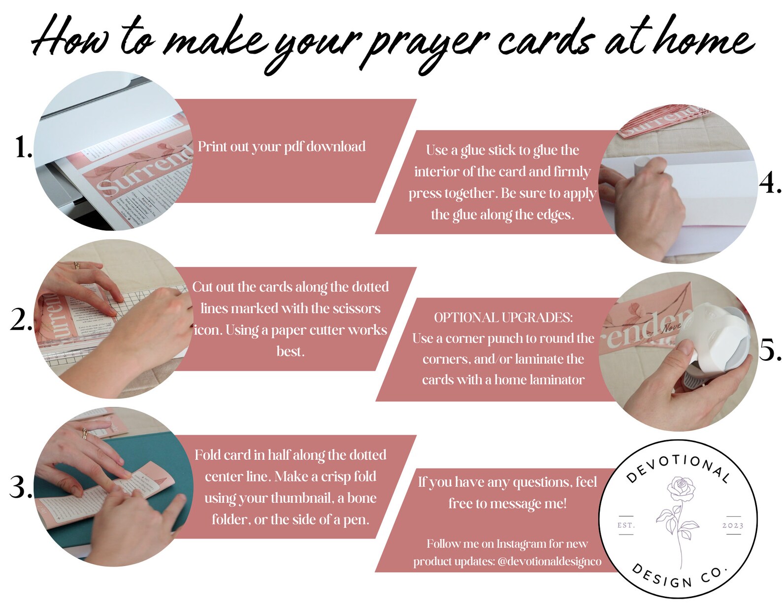Printable Surrender Novena Prayer Card Set, Pink, Floral, 12 Cards ...