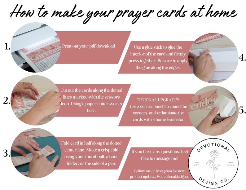 Printable Surrender Novena Prayer Card Set, Pink, Floral, 12 Cards ...
