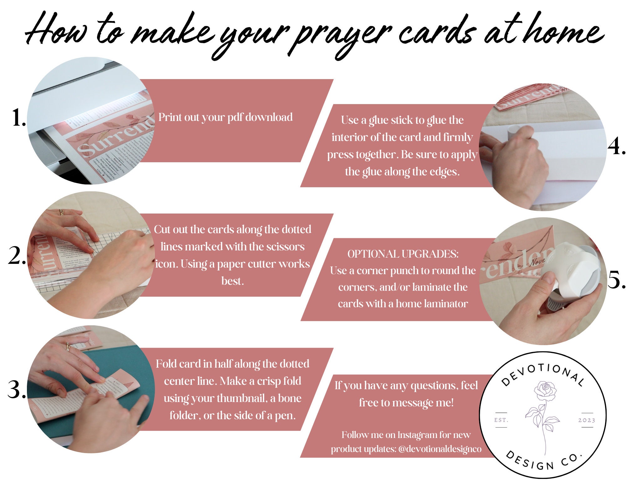 Printable Surrender Novena Prayer Card Set, Pink, Floral, 12 Cards ...