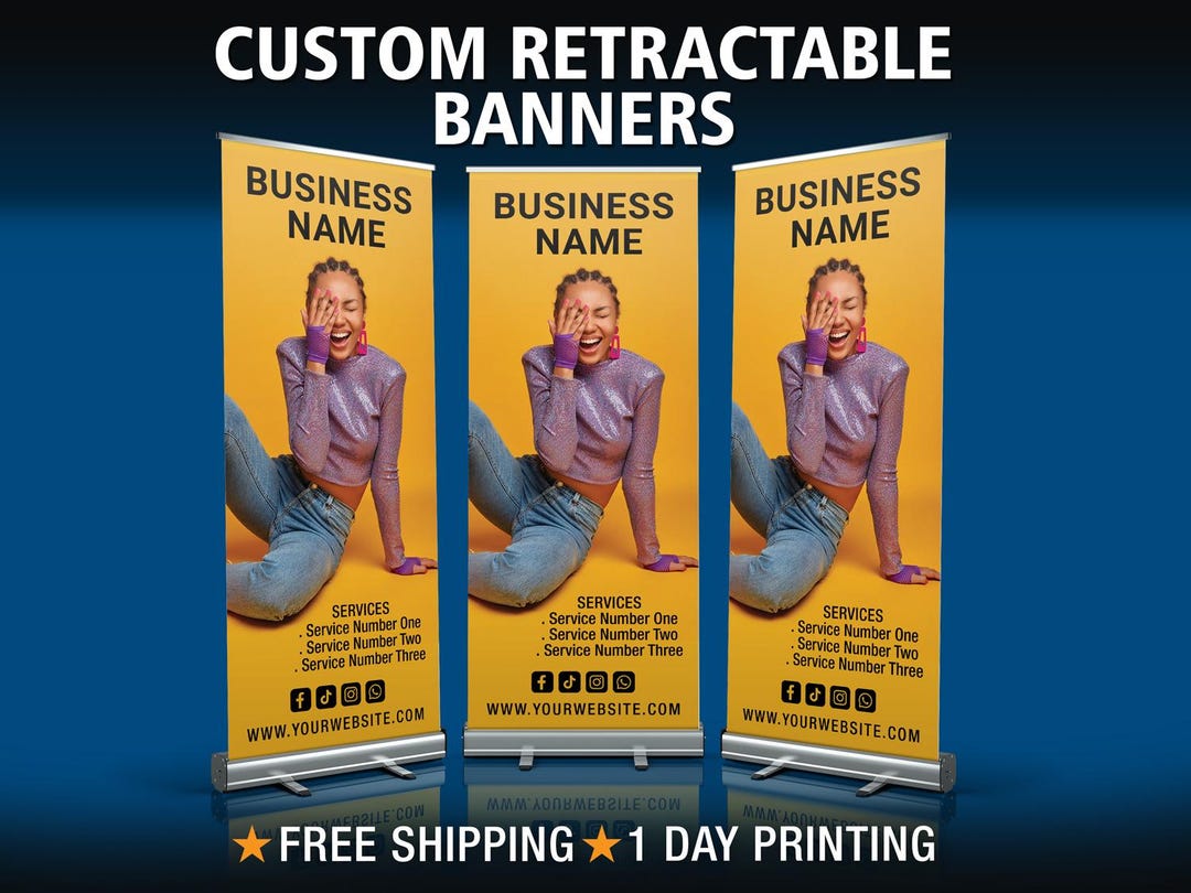 Custom Retractable Banner: 33"x81" Pop up Sign With Stand - Etsy