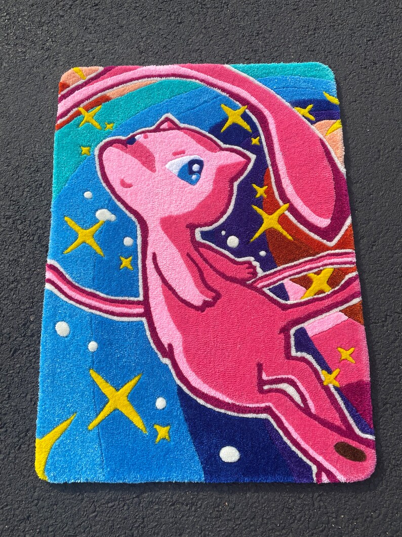 Mew Handmade Tufted Rug 2.5' X 3.5' Anime, Gaming, Custom, Legendary ...