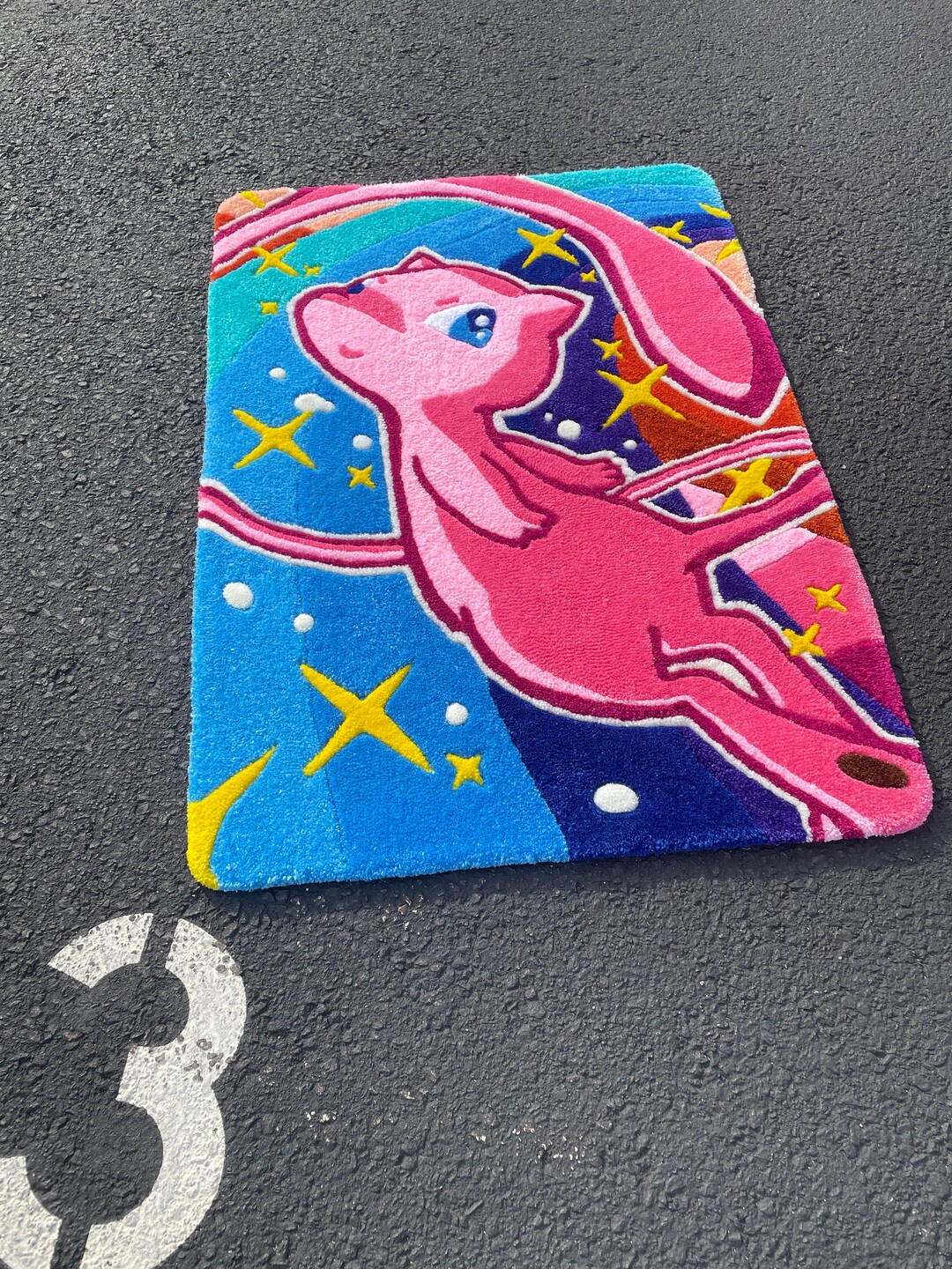 Mew Handmade Tufted Rug 2.5' X 3.5' Anime, Gaming, Custom, Legendary ...