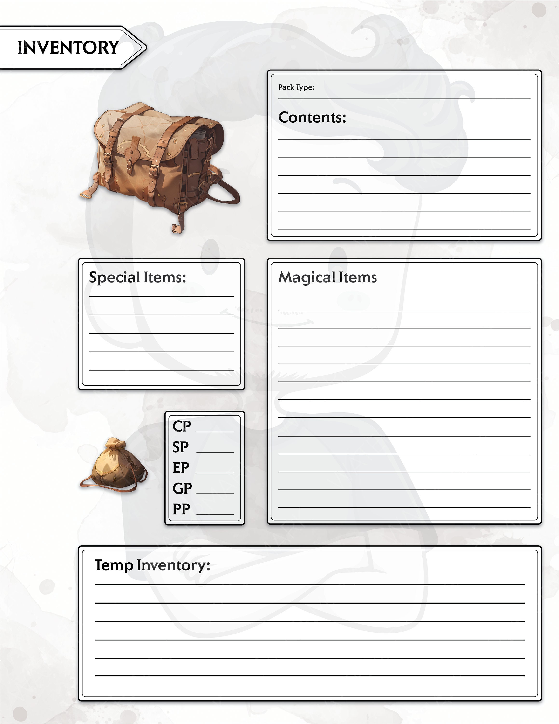Dungeons and Dragons Themed TTRPG Character Sheet - Etsy