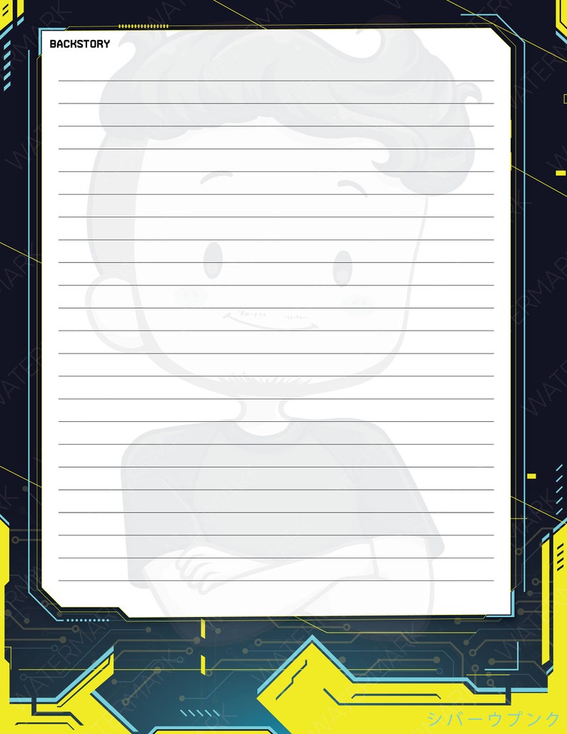 Cyberpunk Themed TTRPG Character Sheet - Etsy