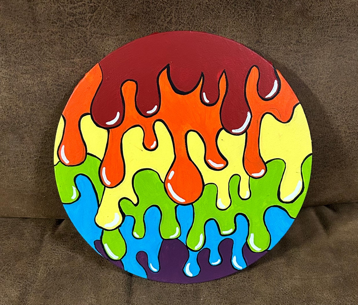 Rainbow Drip Canvas Painting - Etsy