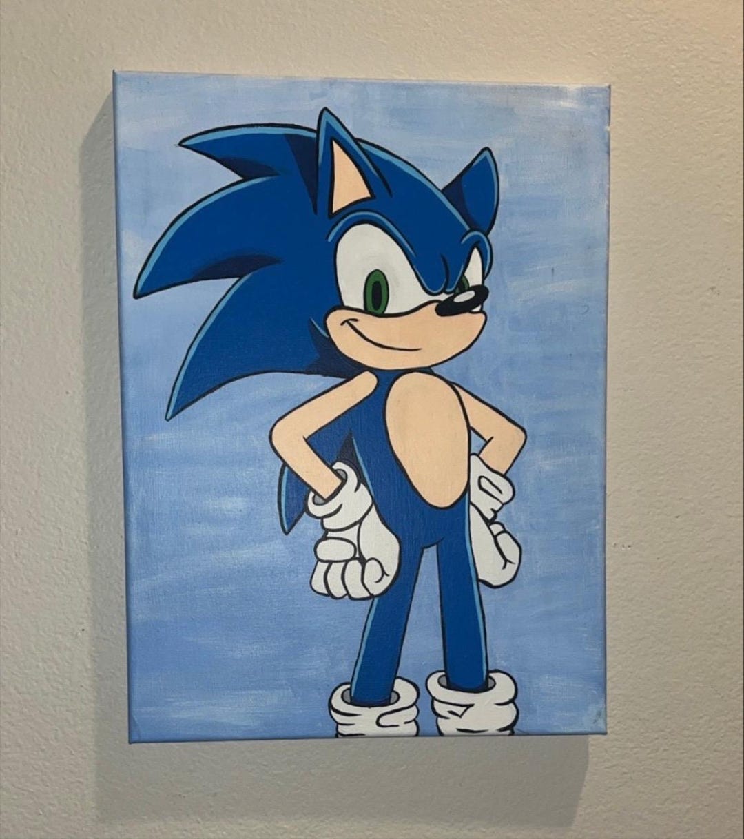 Sonic the Hedgehog Painting, 12x16 Wood Framed Canvas Art - Etsy