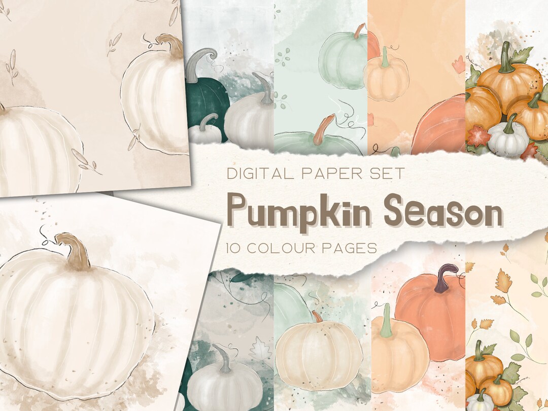 Pumpkin Season Digital Paper, Digital Prints, Fall Paper Scrapbook ...