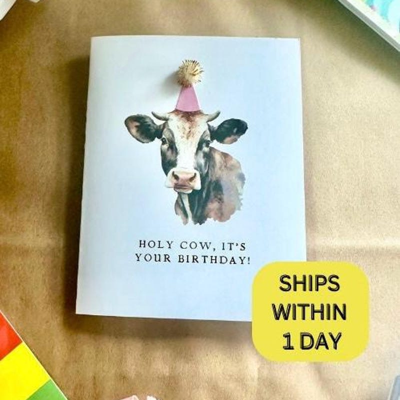 Cow Greeting Card - Etsy