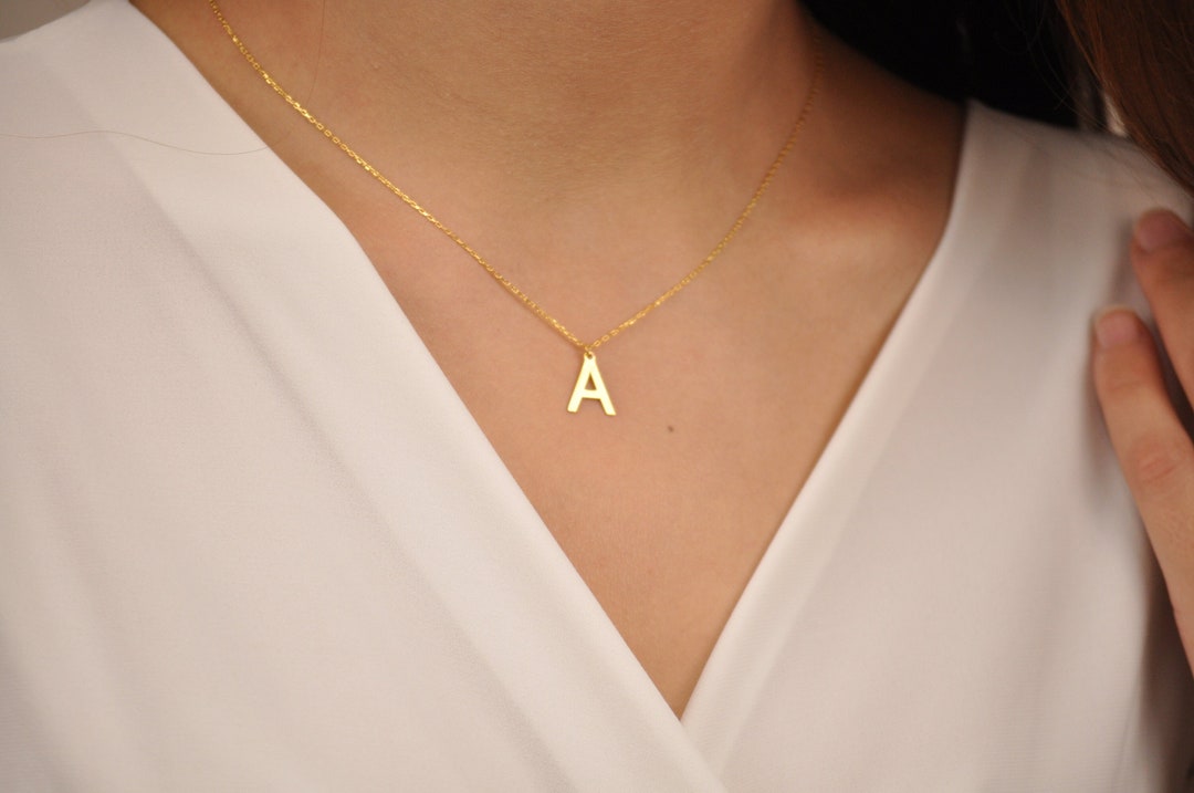 Gold Letter Necklace, Custom Letter Necklace Silver Letter Necklace ...
