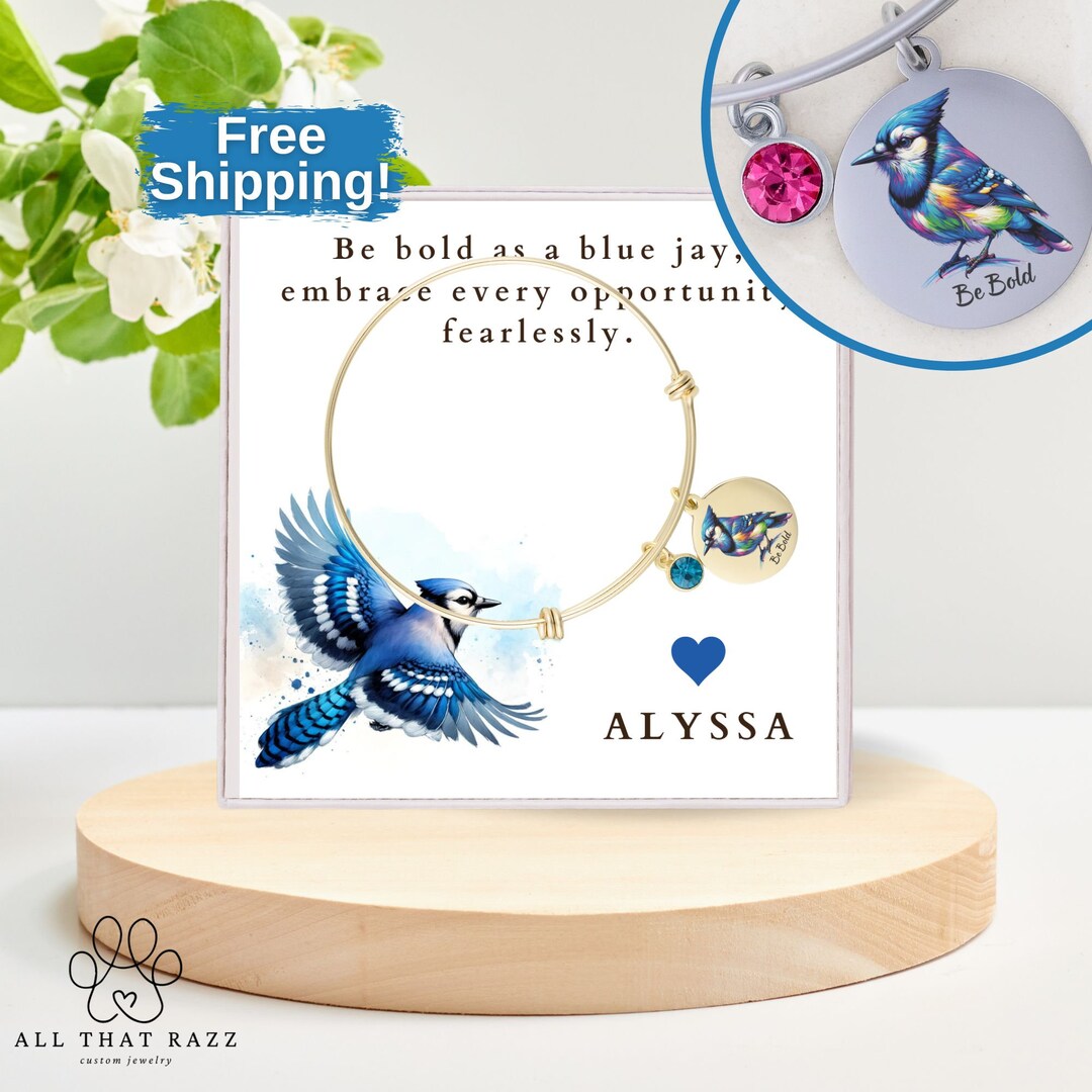 Custom Blue Jay Gift Ideas, Bluejay Bracelet, Jewelry for Blue Jay ...