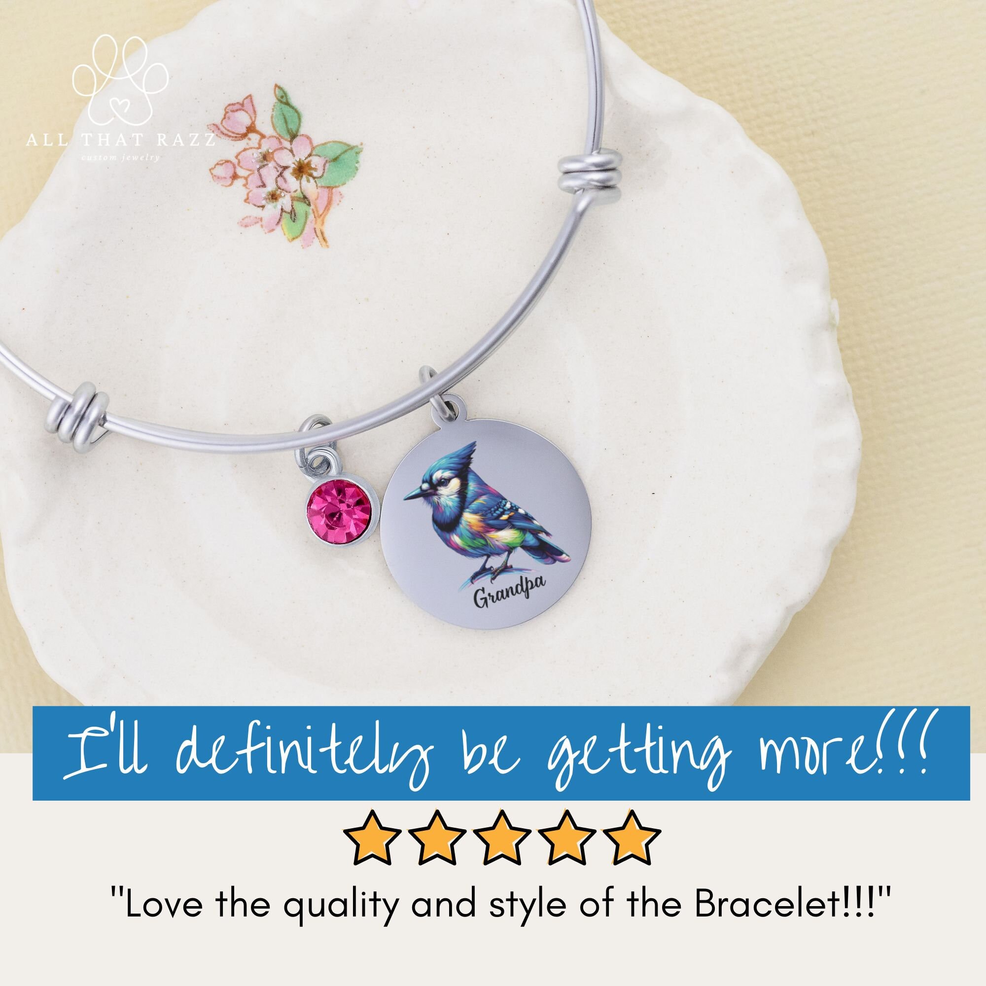 Custom Blue Jay Gift Ideas, Bluejay Bracelet, Jewelry for Blue Jay ...