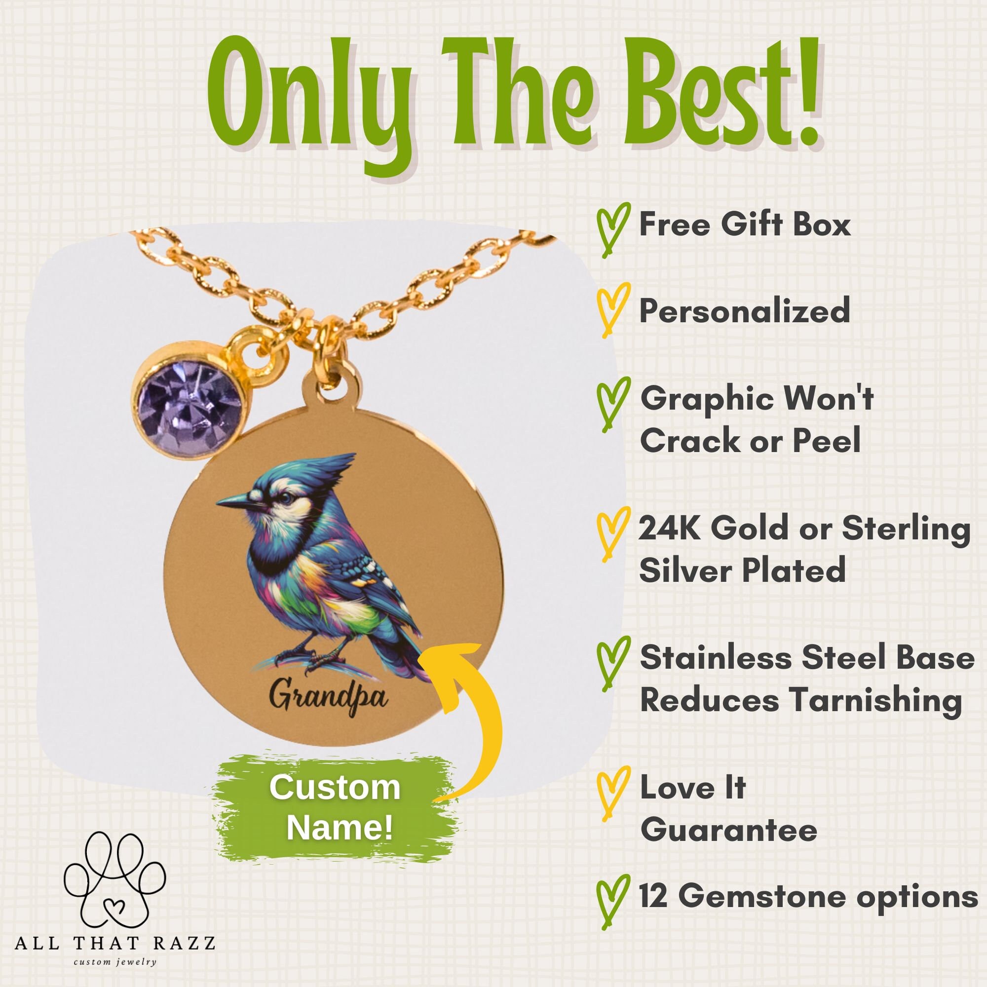 Custom Blue Jay Gift Ideas, Bluejay Necklace, Pendant for Blue Jay ...