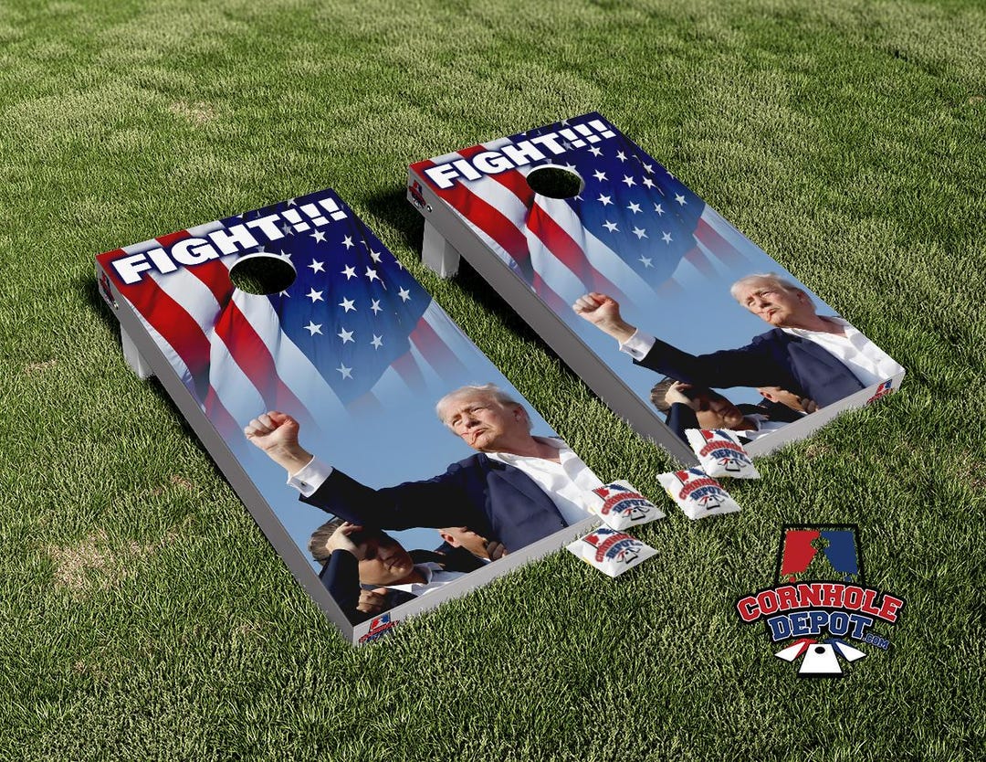 American Flag Trump Fight Cornhole Board Vinyl Wrap Skins Laminated ...