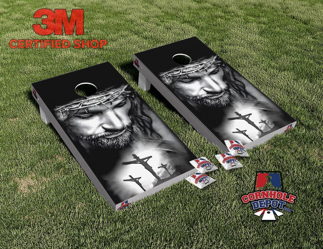 Christian Cross Cornhole Board Vinyl Wrap Decals - Black and White Set ...