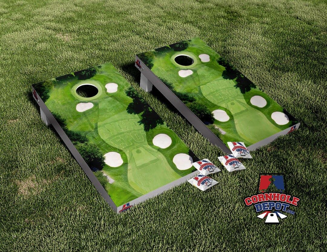 Golf Course Cornhole Board Vinyl Wrap Skins Laminated Sticker Set Decal ...
