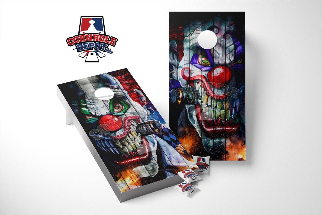 Clown Scary Big Teeth Cornhole Board Vinyl Wrap Skin Laminated Sticker ...