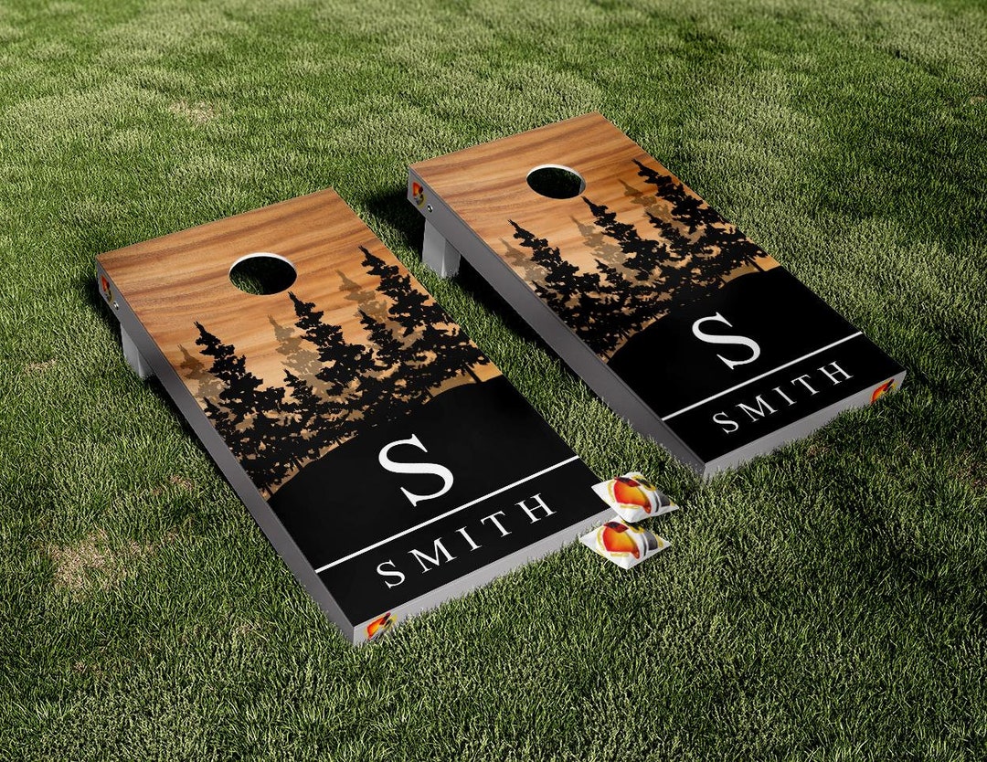 Custom Personalized Name Forest Wood Cornhole Board Vinyl Wrap Skins ...