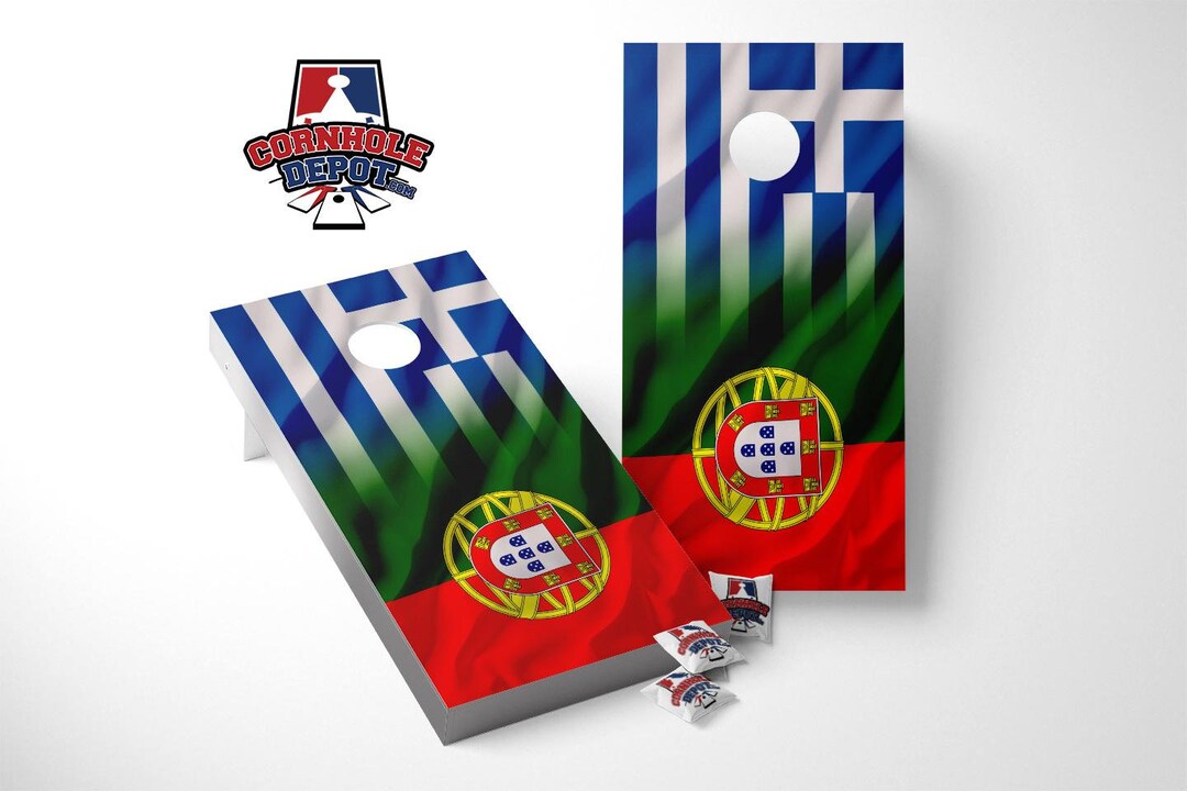 Greece and Portugal Flag Cornhole Board Vinyl Wrap Skins Laminated ...