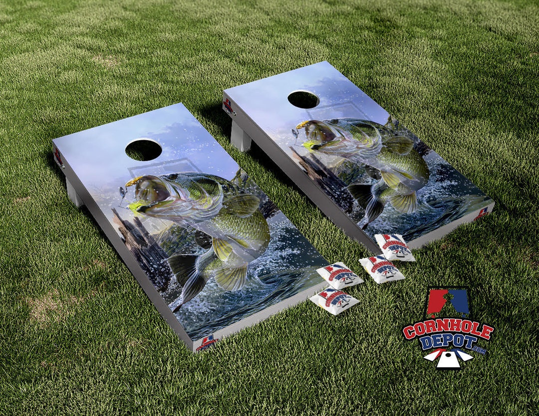 Seabass Shad Lake Cornhole Board Vinyl Wrap Skins Laminated Sticker Set ...
