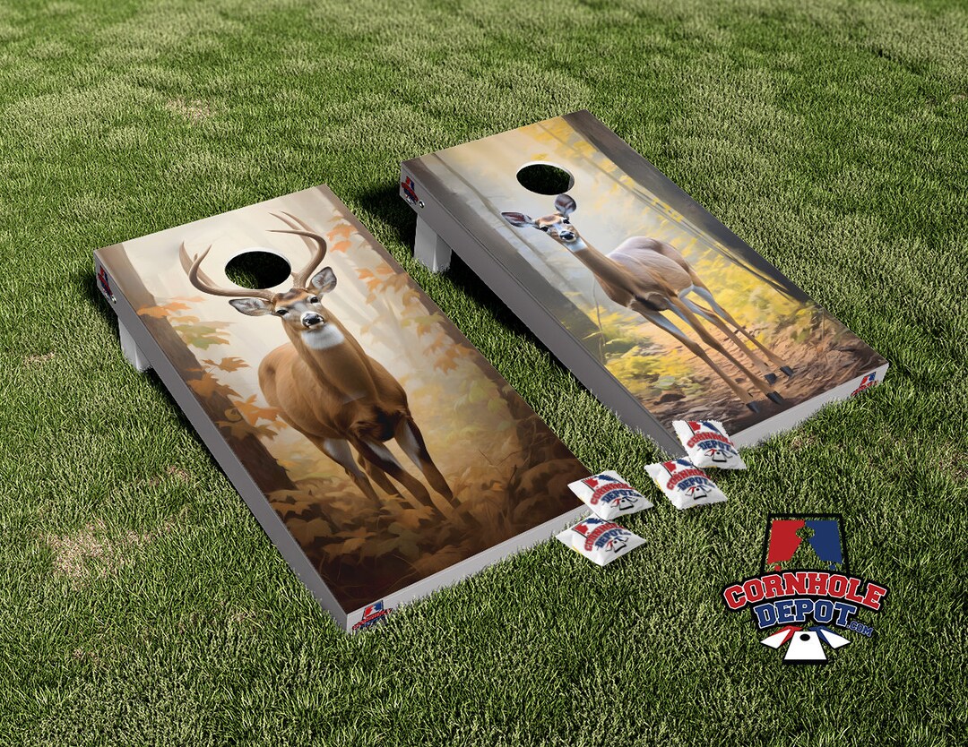Buck Deer Forest Cornhole Board Vinyl Wrap Skins Laminated Sticker Set ...