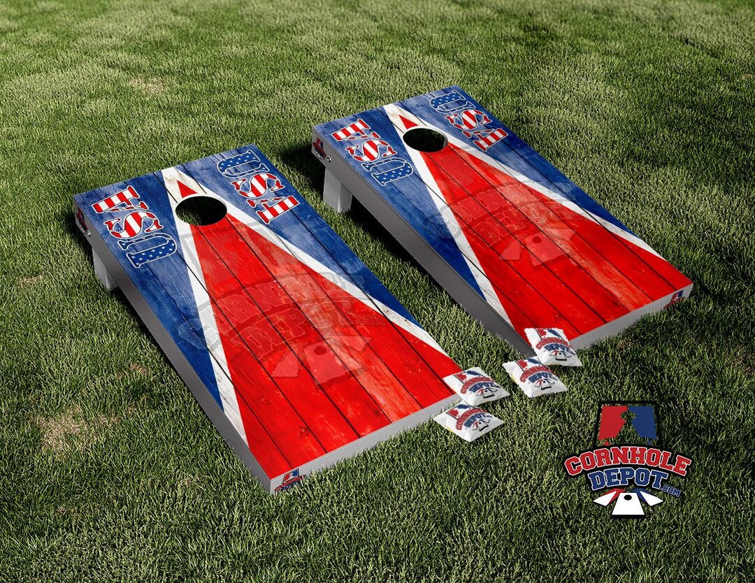 USA Blue, White and Red Washed Cornhole Board Vinyl Wrap Skins ...