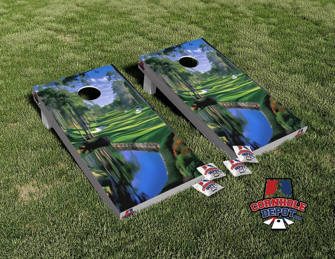 Golf Course Lake Cornhole Board Vinyl Wrap Laminated Sticker Set Decal ...