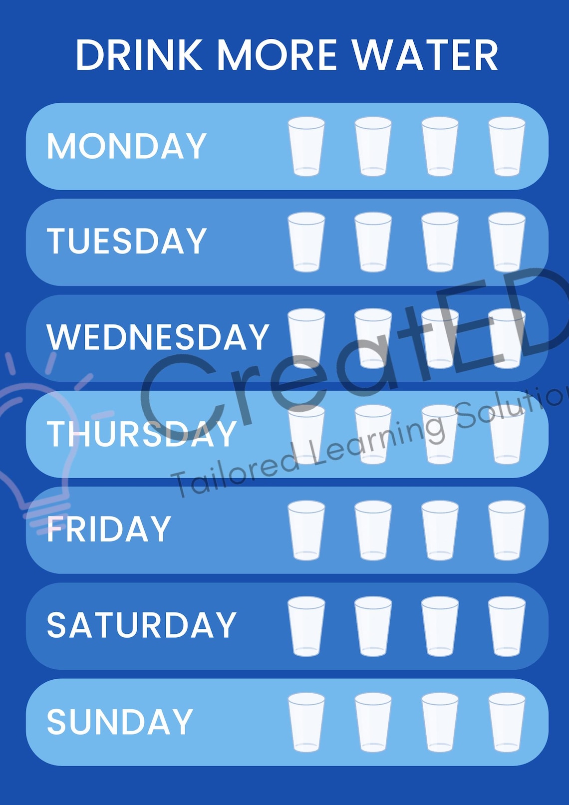 Drink More Water Accountability Chart - Etsy