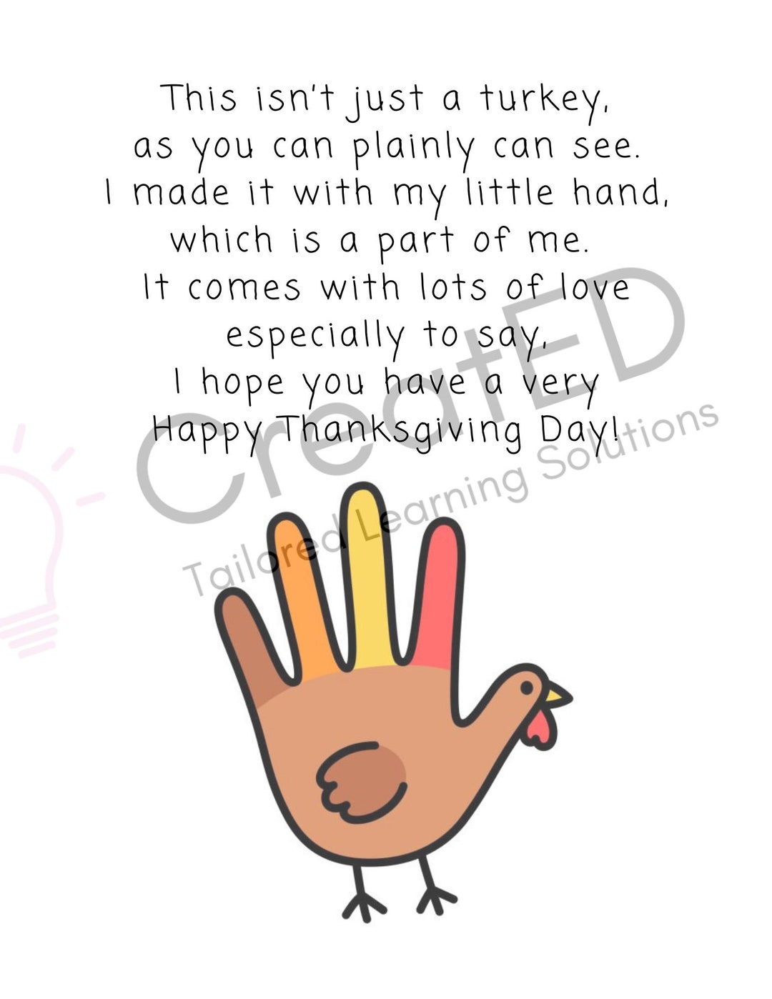Turkey Handprint Keepsake - Etsy