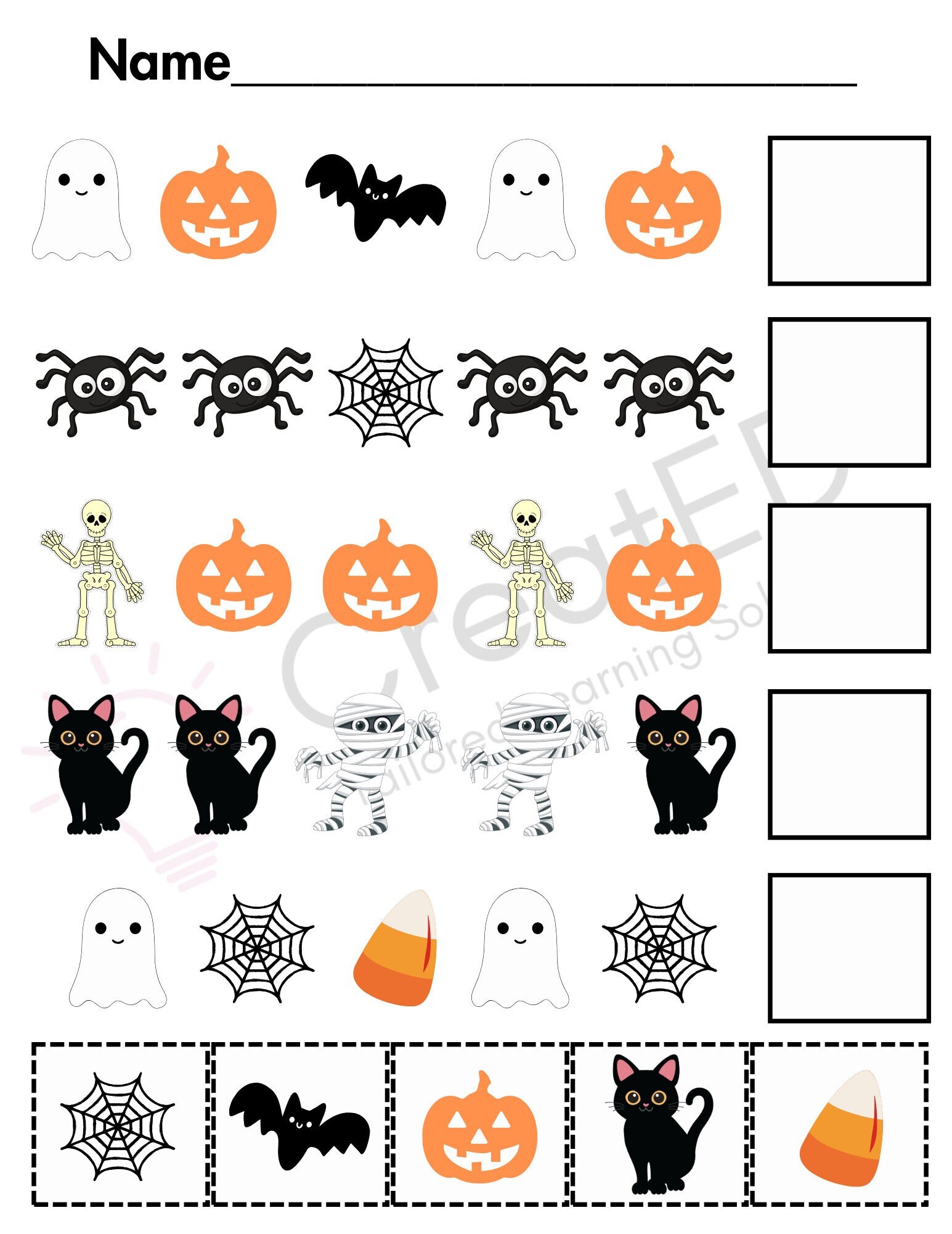 Halloween Pattern Worksheet - Etsy