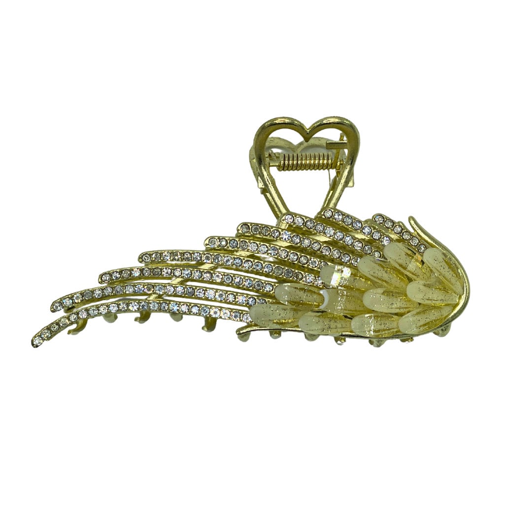 Golden Bling Angel Wing Jaw Clips, 4.5"x1", Glittering Hair Accessory ...
