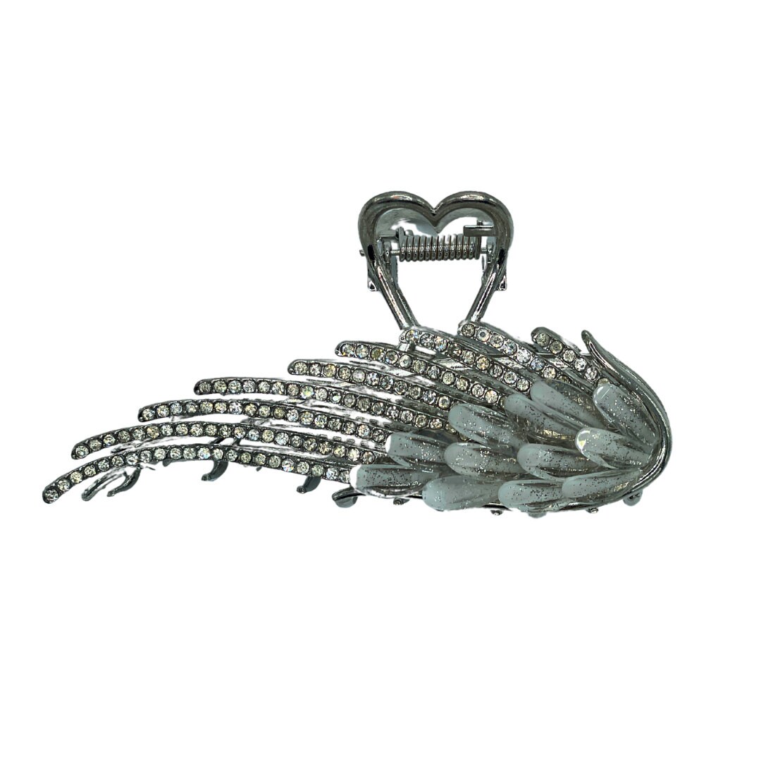 Silver Bling Angel Wing Hair Jaw Clips, 4.5"x1" Statement Hair ...