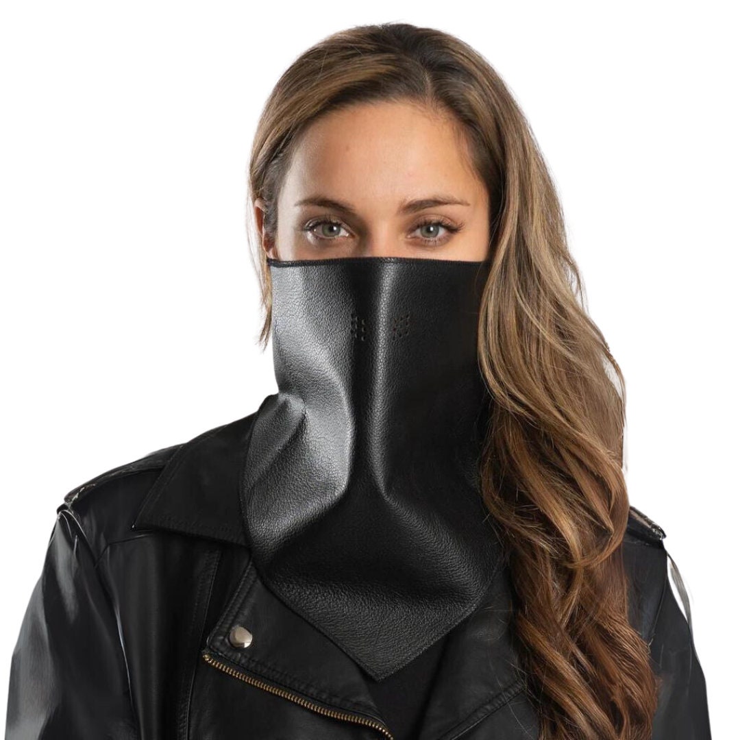 3 Piece Leather Triangle Mask Black | Handcrafted From Genuine Leather ...