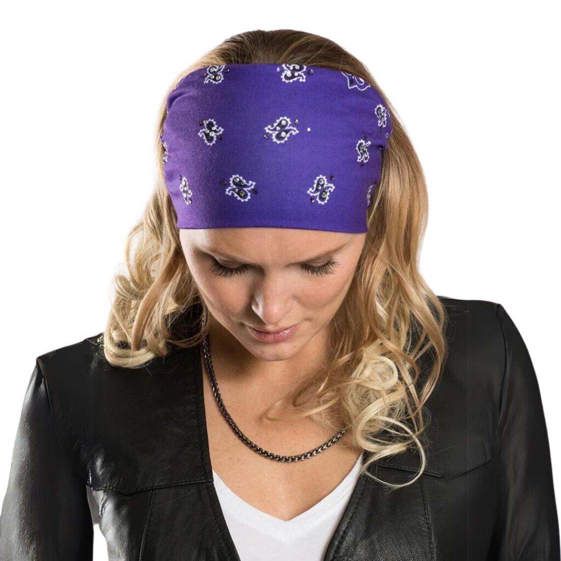 Traditional Purple Paisley EZ Bandz | Biker Headband Headwrap - Etsy